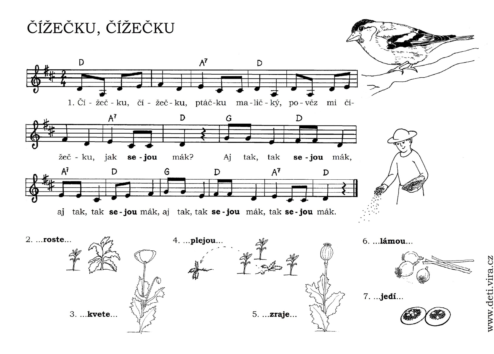 Mák, makovice - pracovní listy, bludiště, písničky - Víra pro děti